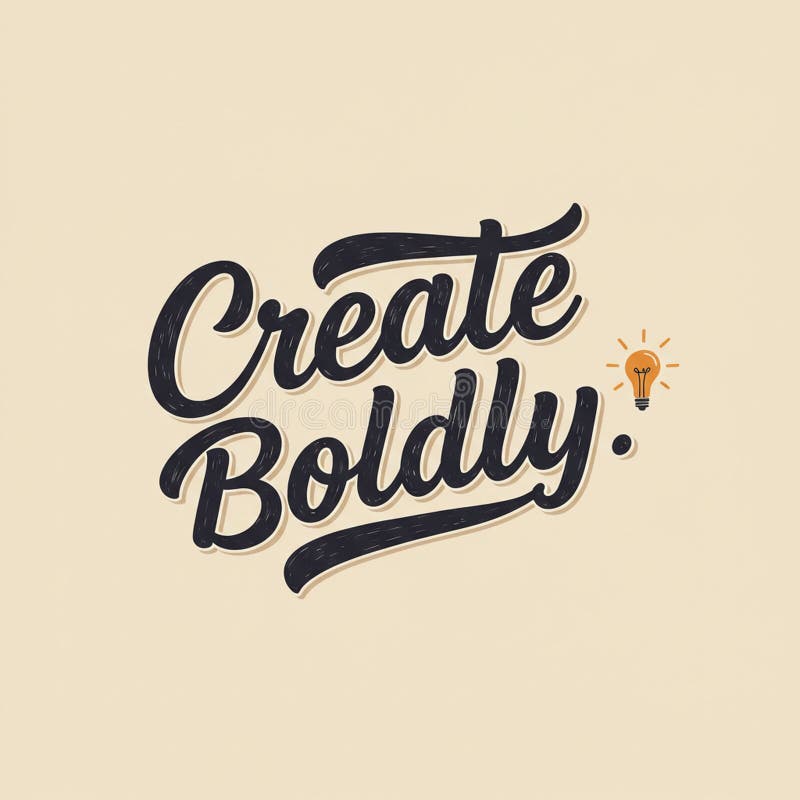 Stylized Typography of the Phrase "Create Boldly" in a Dark Script Font ...