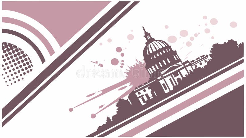 Stylized US Capitol Building with Bold Diagonal Lines and Shapes ...
