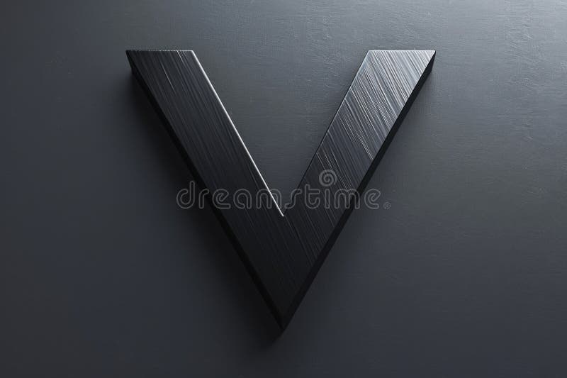 A Stylized V Shape Created by a Black Symbol on a Dark Background Stock ...