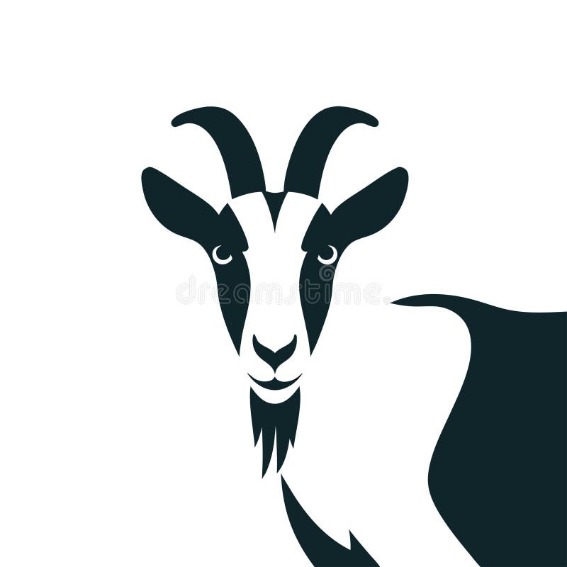 Stylized Vector Abstract Goat with Curved Horns and Beard Animal ...