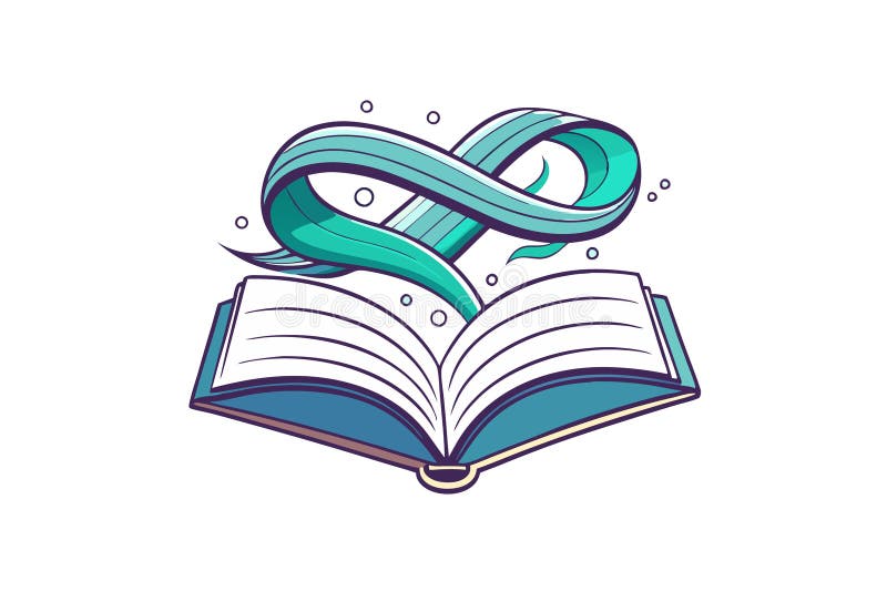 Stylized Vector Artwork Featuring an Open Book and Infinity Loop, Representing Boundless Wisdom ...