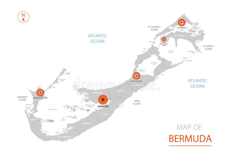 Bermuda Map with Administrative Divisions. Stock Vector - Illustration ...