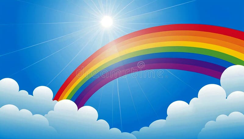 Stylized Vector Cartoon Style Image of a Rainbow Stock Illustration ...