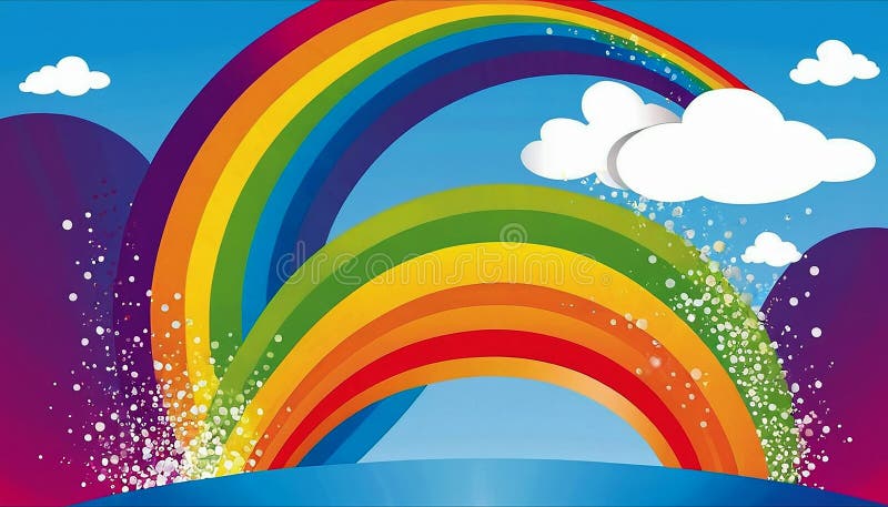 Stylized Vector Cartoon Style Image of a Rainbow Stock Illustration ...