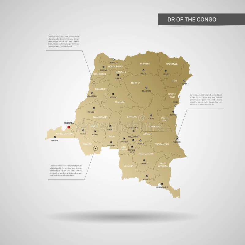 Vector Map of DR of the Congo. High Detailed Country Map with Division ...