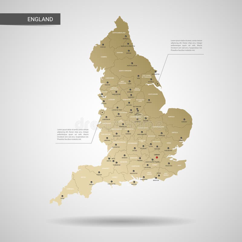 Stylized England Map Vector Illustration. Stock Vector - Illustration ...