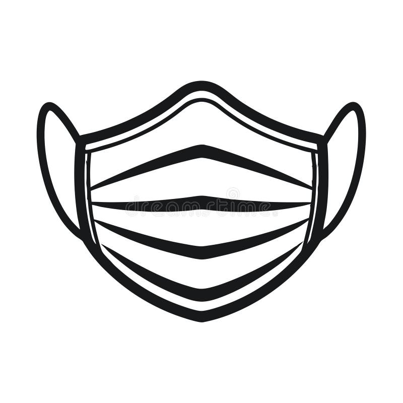 Stylized Vector Face Mask Outline for Health Safety Concepts and ...