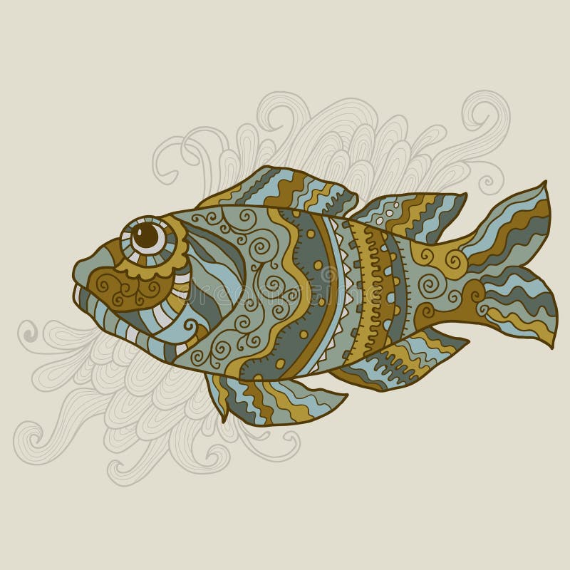 Stylized Fishes Seamless Pattern Stock Vector - Illustration of ...