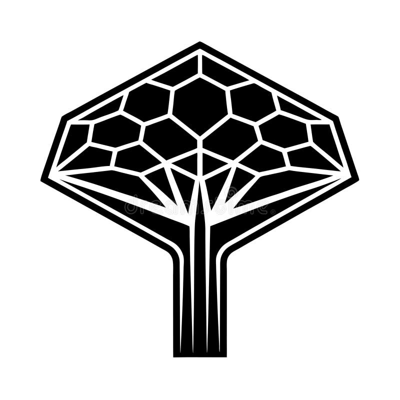 Abstract Tree Vector Illustration with Hexagon Leaves and Minimalist ...