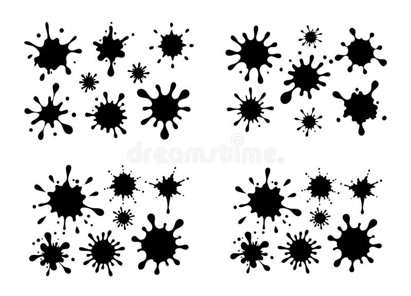 Stylized Vector Graphics of Black Ink Splatter, Blotches, and Spots on ...