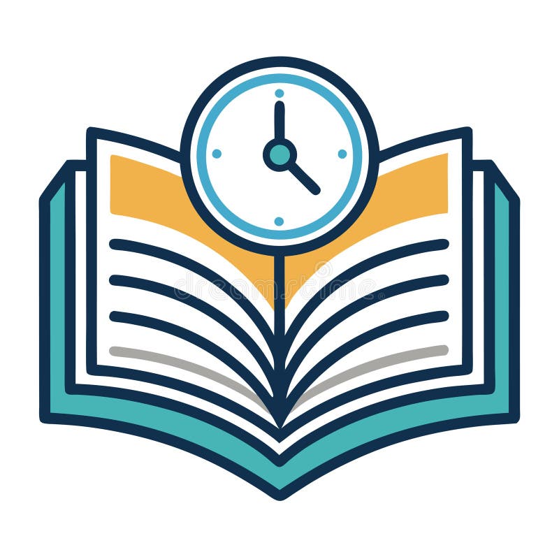 Time To Read: Open Book with Clock Icon for Education and Learning ...