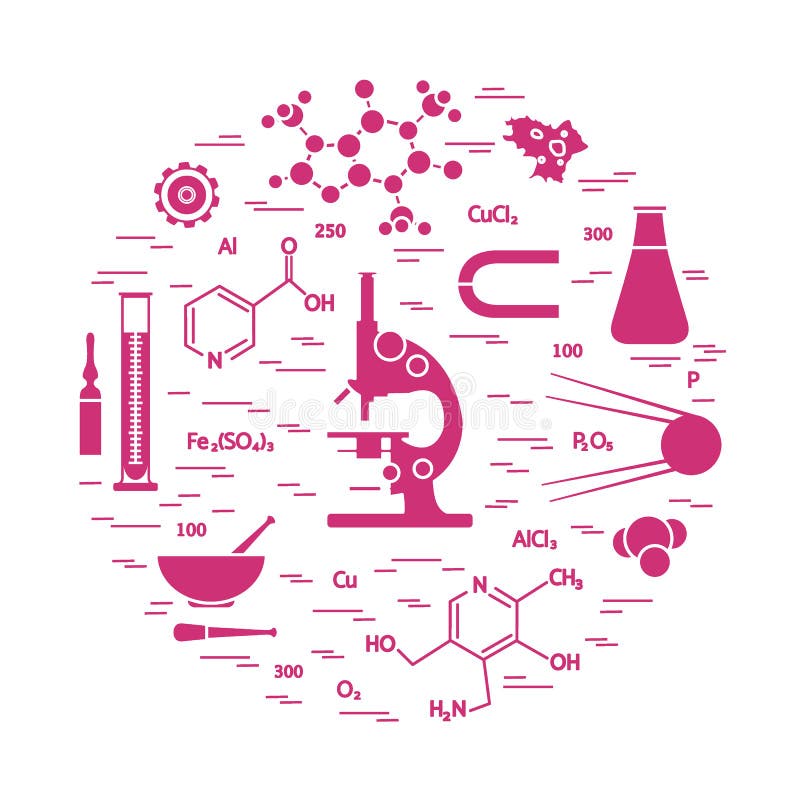 Stylized Vector Icon of Variety Scientific, Education Elements ...
