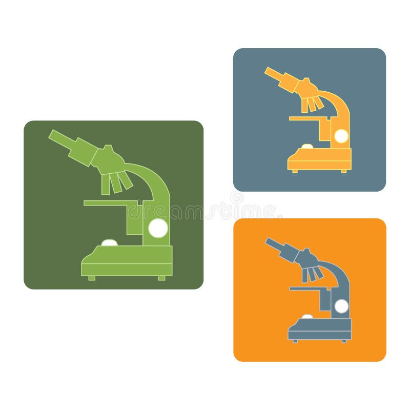 Stylized Vector Icons of Microscope in Different Colors. Laboratory ...