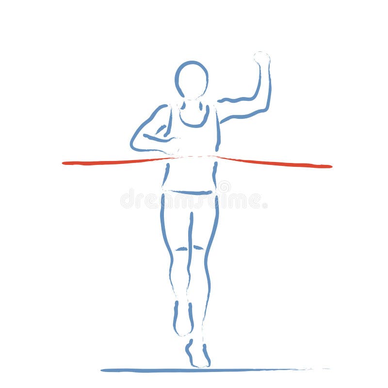 Stylized Vector Illustration with Athlete Crossing the Finish Line ...