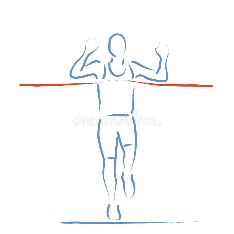 Athlete Crossing Finish Line Vector Illustration. Stock Vector ...