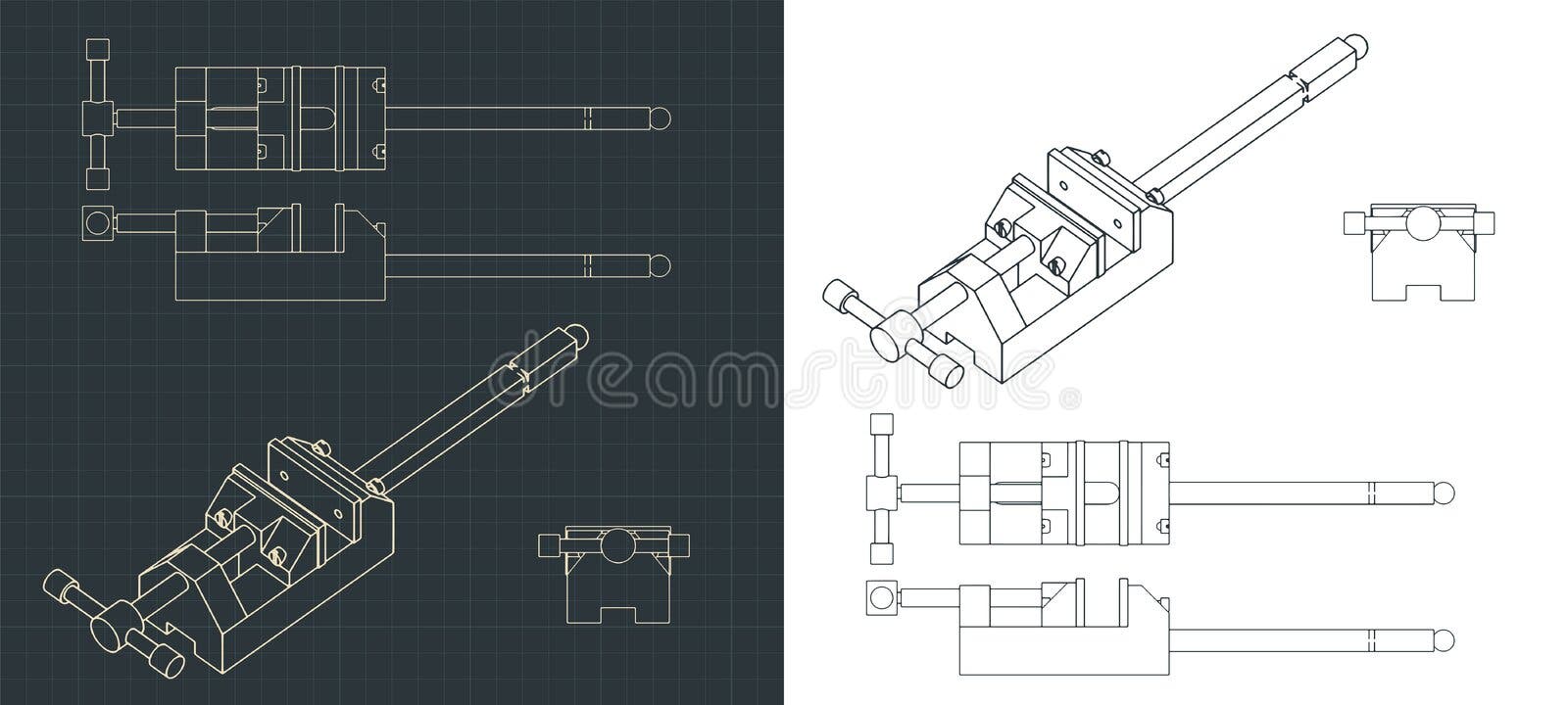 Bench Vice Isometric Blueprints Stock Vector - Illustration of workshop ...