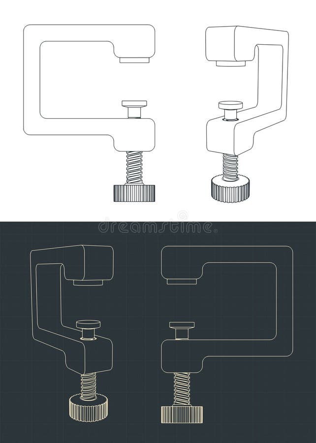 C-clamp blueprints stock vector. Illustration of engineering - 276160444