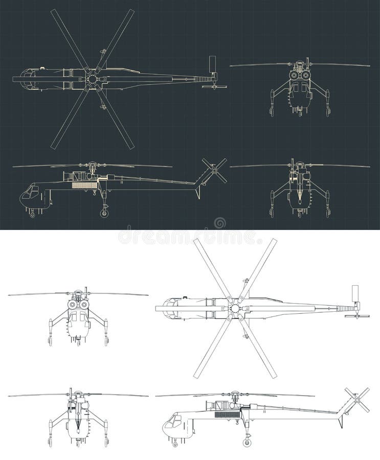 Crane Helicopter Blueprints Stock Vector - Illustration of construction ...