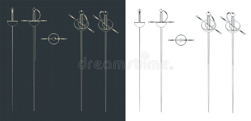 Epee blueprints stock vector. Illustration of epee, design - 249032702