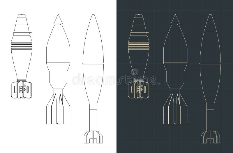 Mortar shells blueprints stock vector. Illustration of attack - 243612868