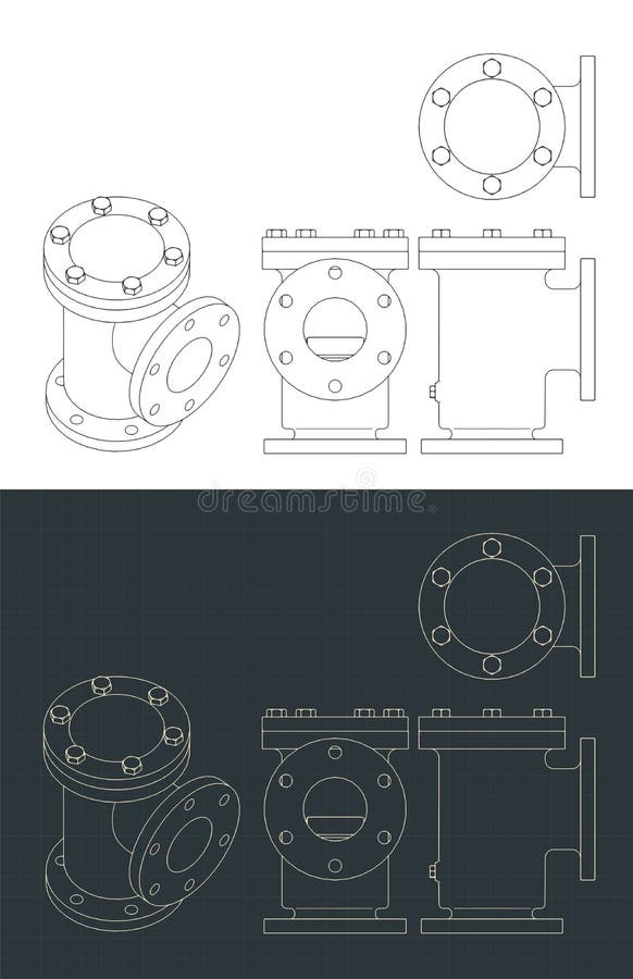 Control Valves with Bypass Isometric Blueprints Stock Vector ...