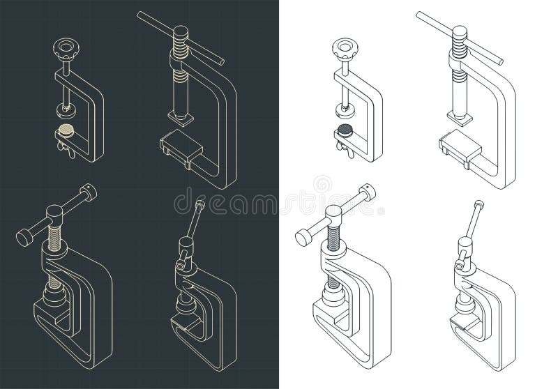 C-Clamp Drawings mini Set stock vector. Illustration of work - 211198667