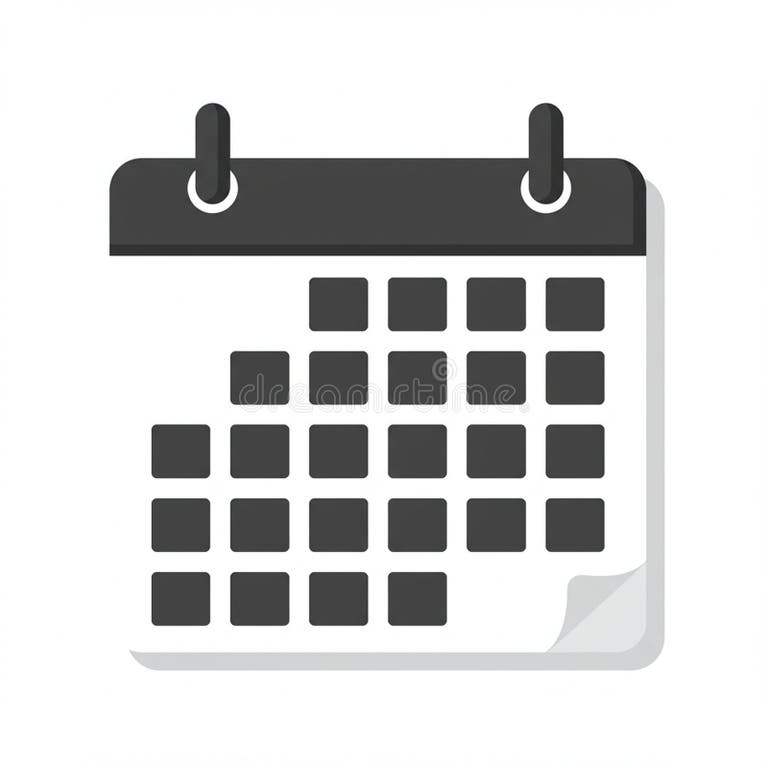 A Stylized Vector Illustration of a Calendar Page with a Black Grid on ...