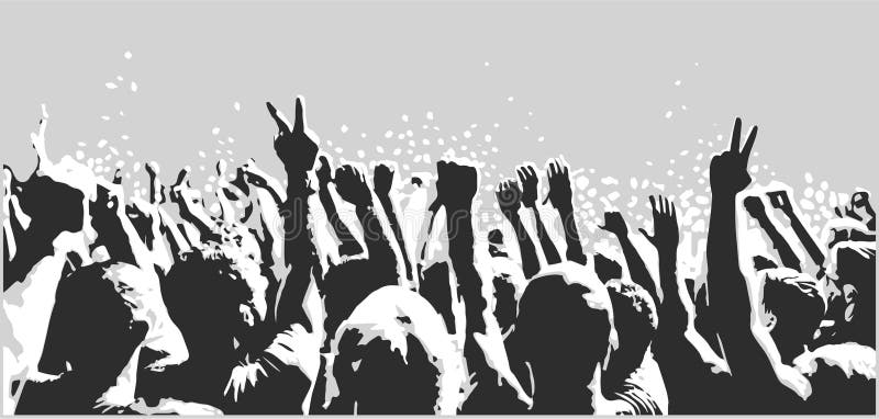 Illustration of Dynamic, Cheering Crowd at Concert, Event Stock Vector ...