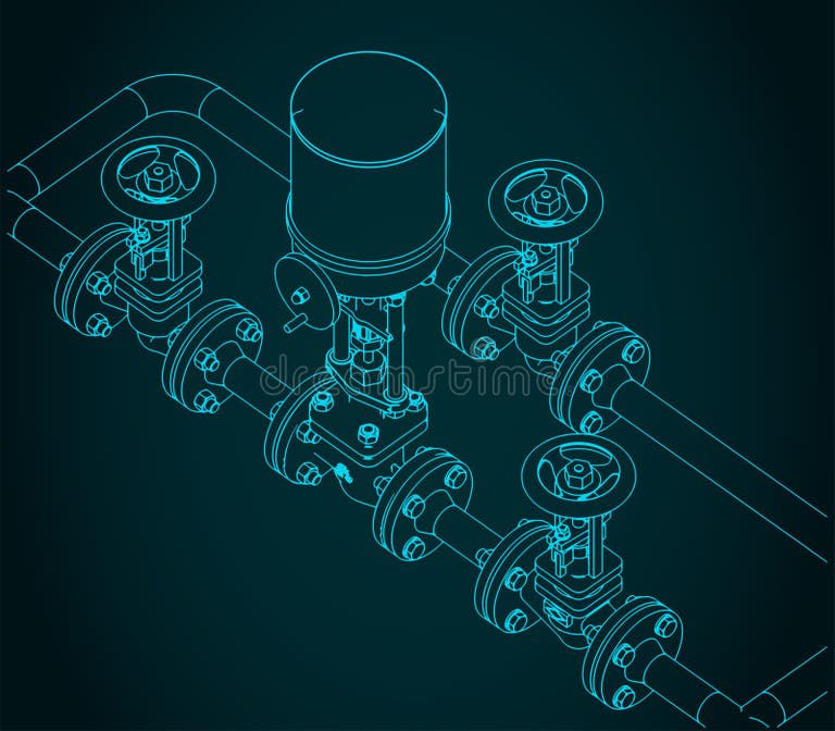 Control valves with bypass stock vector. Illustration of supply - 261722547