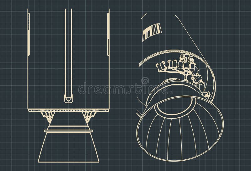 Rocket Engine Thrust Chamber Blueprints Stock Vector - Illustration of ...
