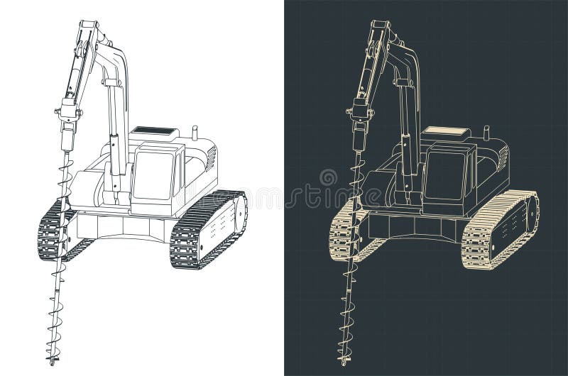 Pile Drilling Machine Drawings Stock Vector - Illustration of ...