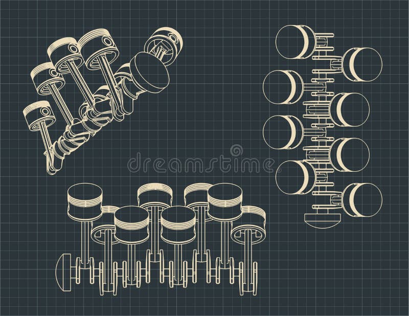 Piston Crank Mechanism Drawings Stock Vector - Illustration of vintage, automobile: 165011836