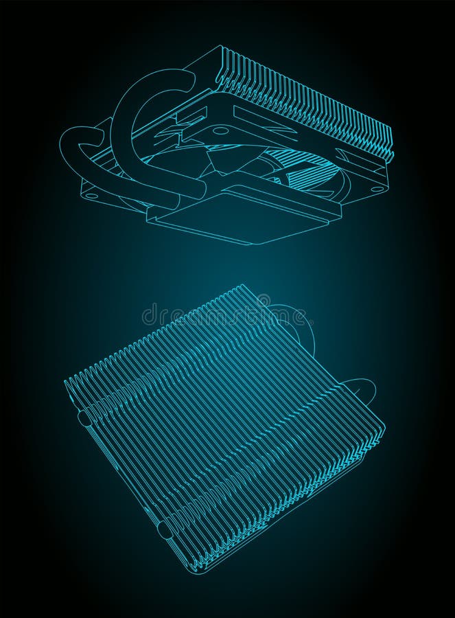 Slim CPU cooler stock vector. Illustration of microelectronics - 253119254