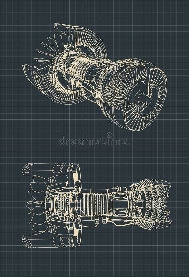 Turbofan Jet Engine stock vector. Illustration of detail - 165681764
