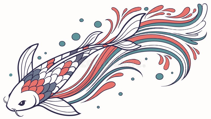Stylized Fish with Abstract Flowing Lines, Dynamic Marine Life Art ...