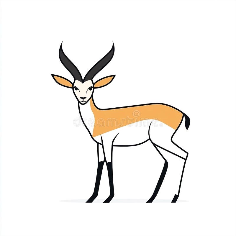Stylized Vector Illustration of a Graceful Springbok Antelope in ...