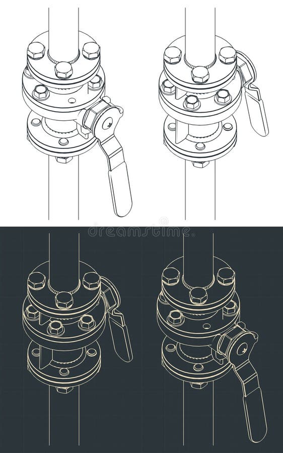 Ball Valve Isometric Blueprint Stock Vector - Illustration of brass ...
