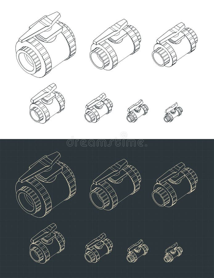 Control Valves with Bypass Isometric Blueprints Stock Vector ...