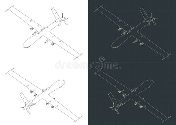 Combat Drone Isometric Blueprints Stock Vector - Illustration of drone ...