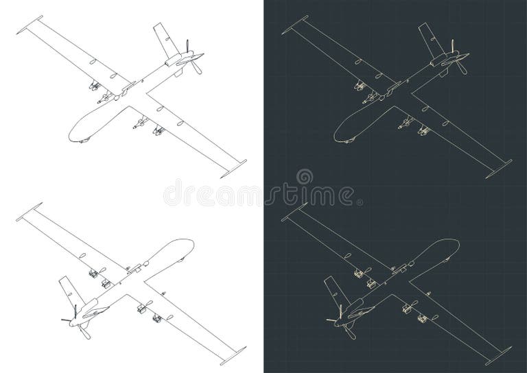 Combat Drone Isometric Blueprints Stock Vector - Illustration of drone ...