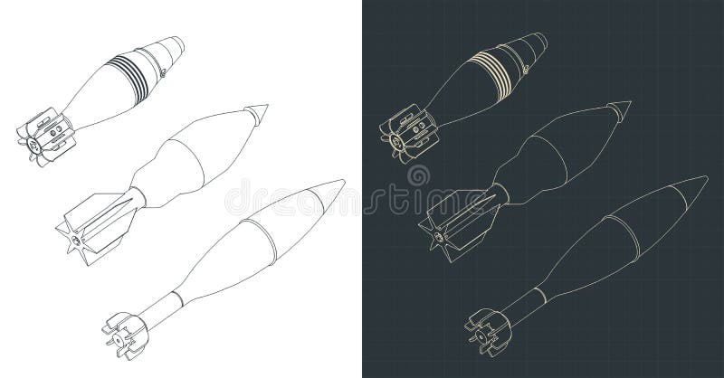 Mortar Shells Isometric Blueprints Stock Vector - Illustration of army, ammo: 243612878