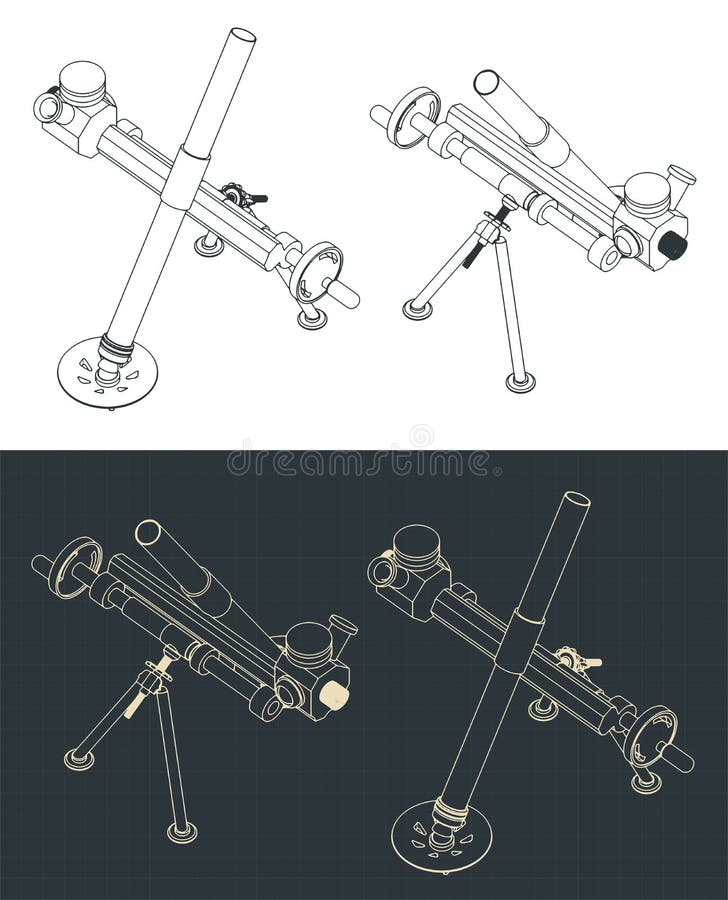 Mortar Weapon System Isometric Blueprints Stock Vector - Illustration ...