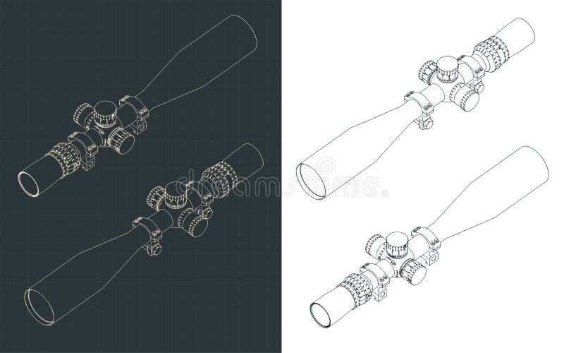 Optical Sight Isometric Blueprints Stock Vector - Illustration of optic ...