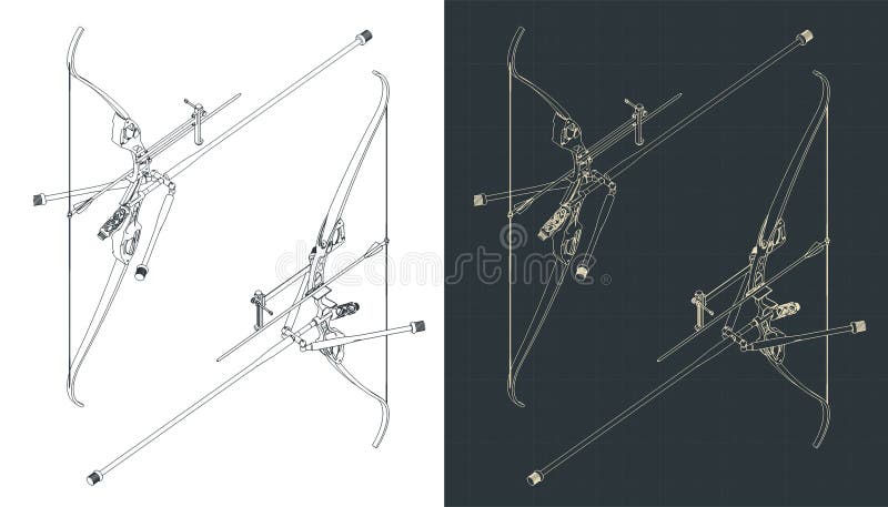 Target Recurve Bow Kit Isometric Blueprints Stock Vector - Illustration ...
