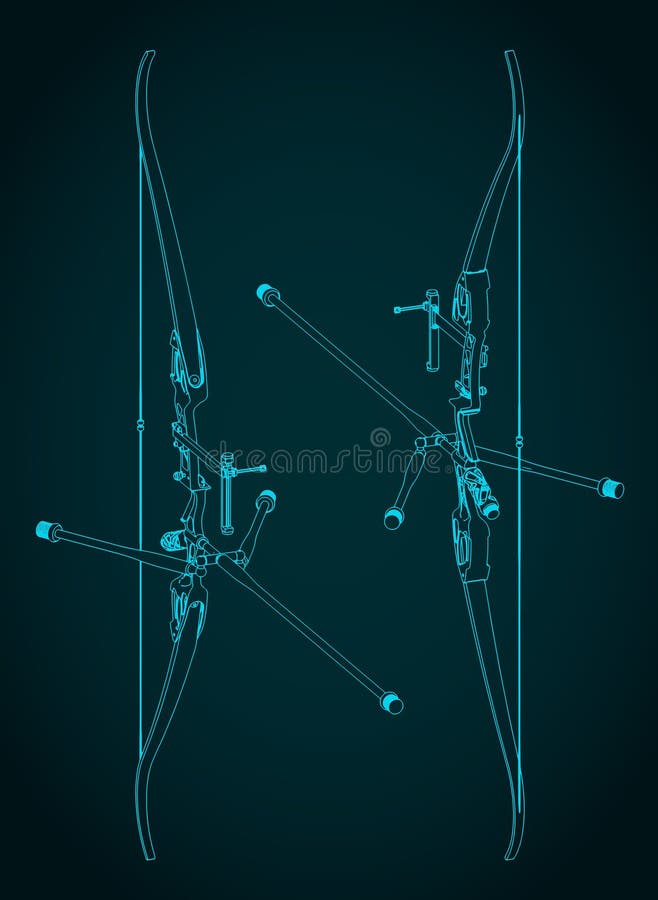 Target Recurve Bow Kit Isometric Blueprints Stock Vector - Illustration ...