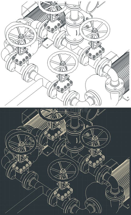 Water Pumping Station System Isometric Blueprints Stock Vector ...