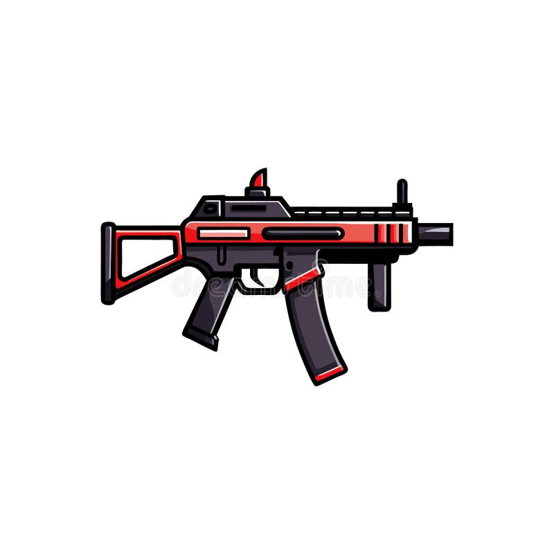 Stylized Vector Illustration of a Modern Submachine Gun Stock ...