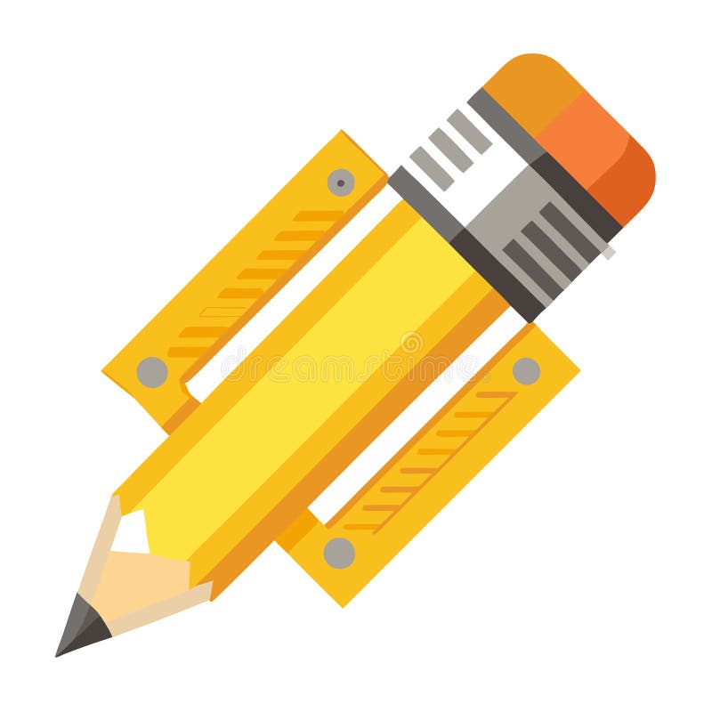 Pencil Icon with Ruler Design Element for Education or Design Themes ...