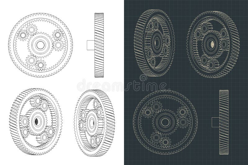 Gear Differential drawings stock vector. Illustration of component ...