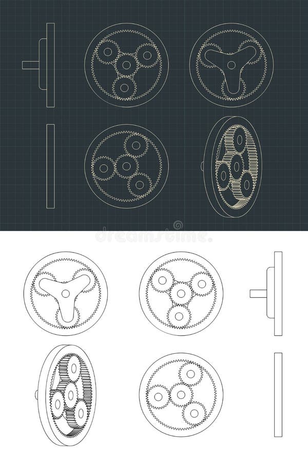Planetary Gears Drawings Illustrations Stock Vector - Illustration of ...